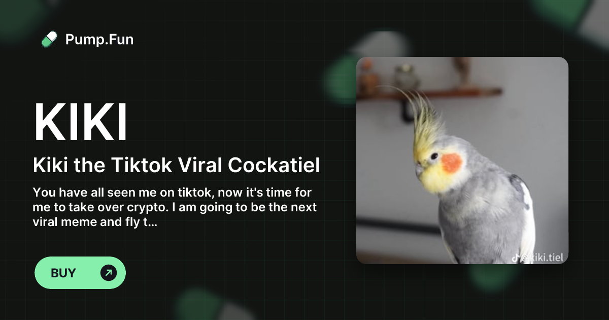 Kiki the Tiktok Viral Cockatiel (KIKI) - Pump