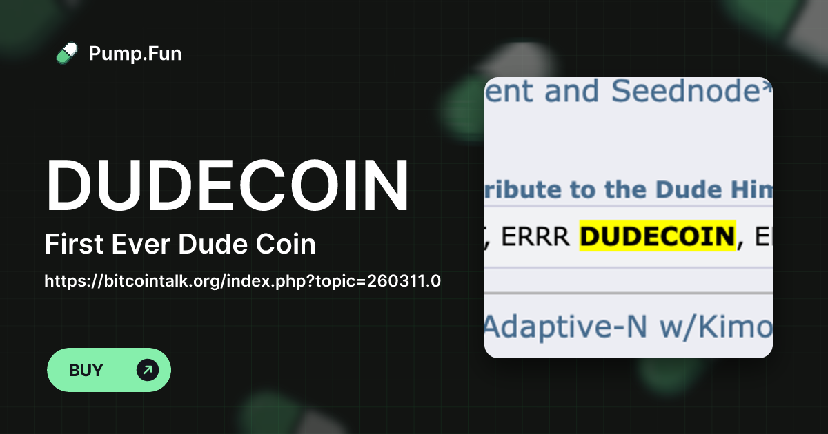 First Ever Dude Coin (DUDECOIN) - Pump