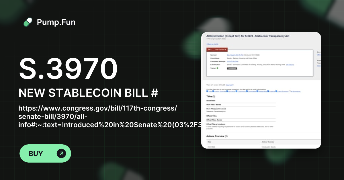 NEW STABLECOIN BILL # (S.3970) - Pump