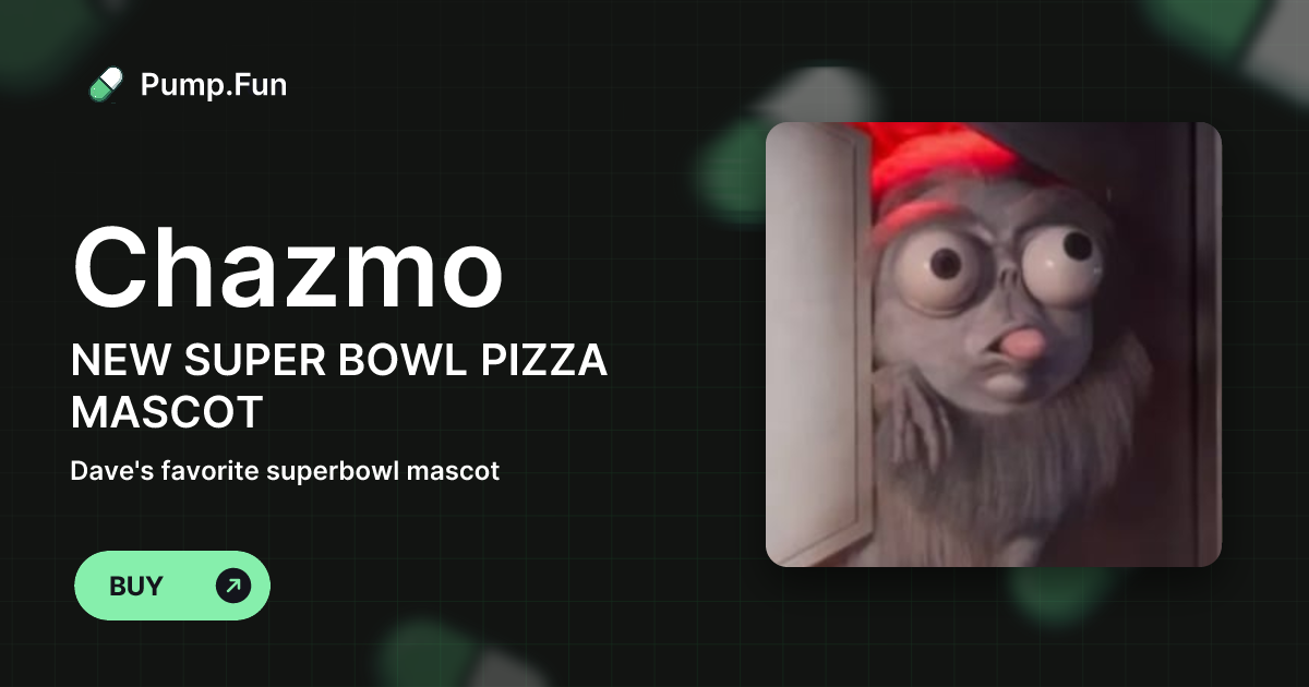NEW SUPER BOWL PIZZA MASCOT (Chazmo) - Pump