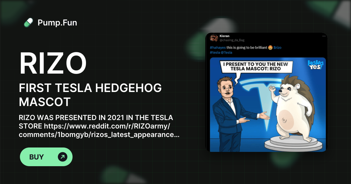 FIRST TESLA HEDGEHOG MASCOT (RIZO) - Pump