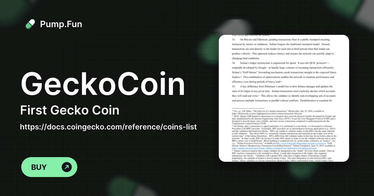 First Gecko Coin (GeckoCoin) - Pump