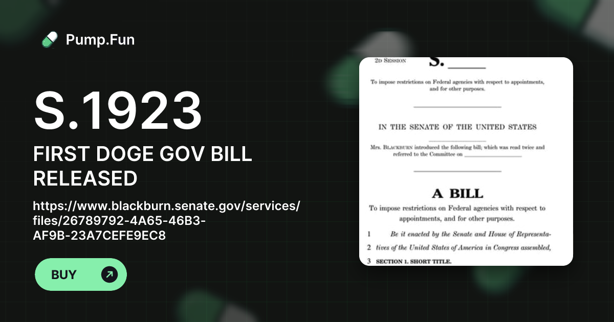 FIRST DOGE GOV BILL RELEASED (S.1923) - Pump