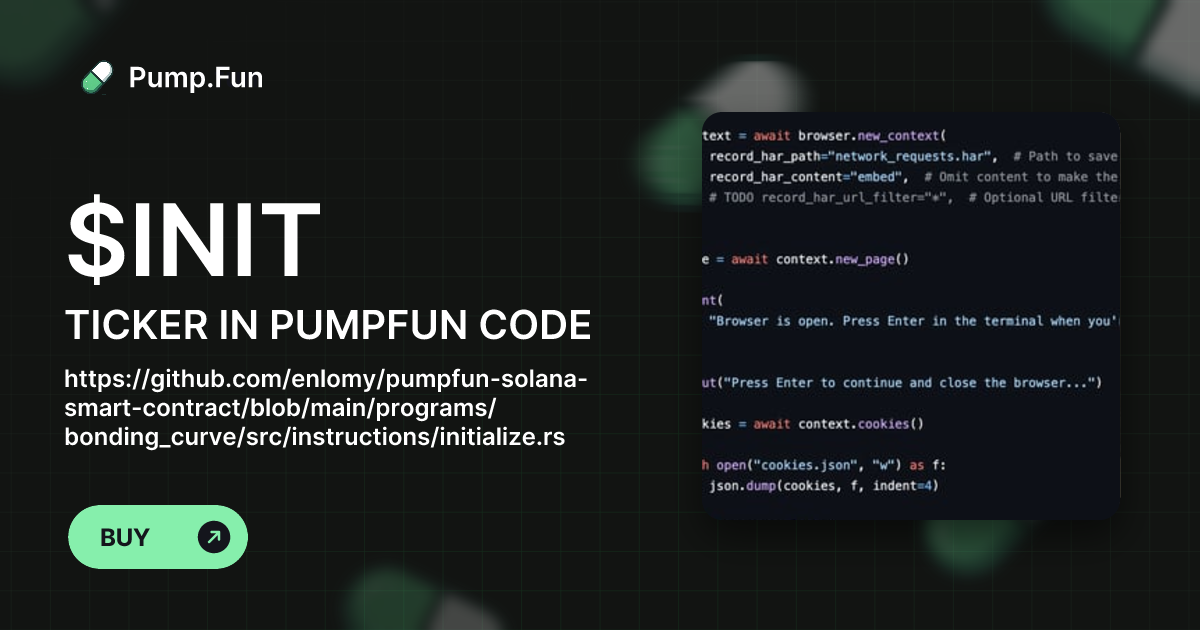 TICKER IN PUMPFUN CODE ($INIT) - Pump