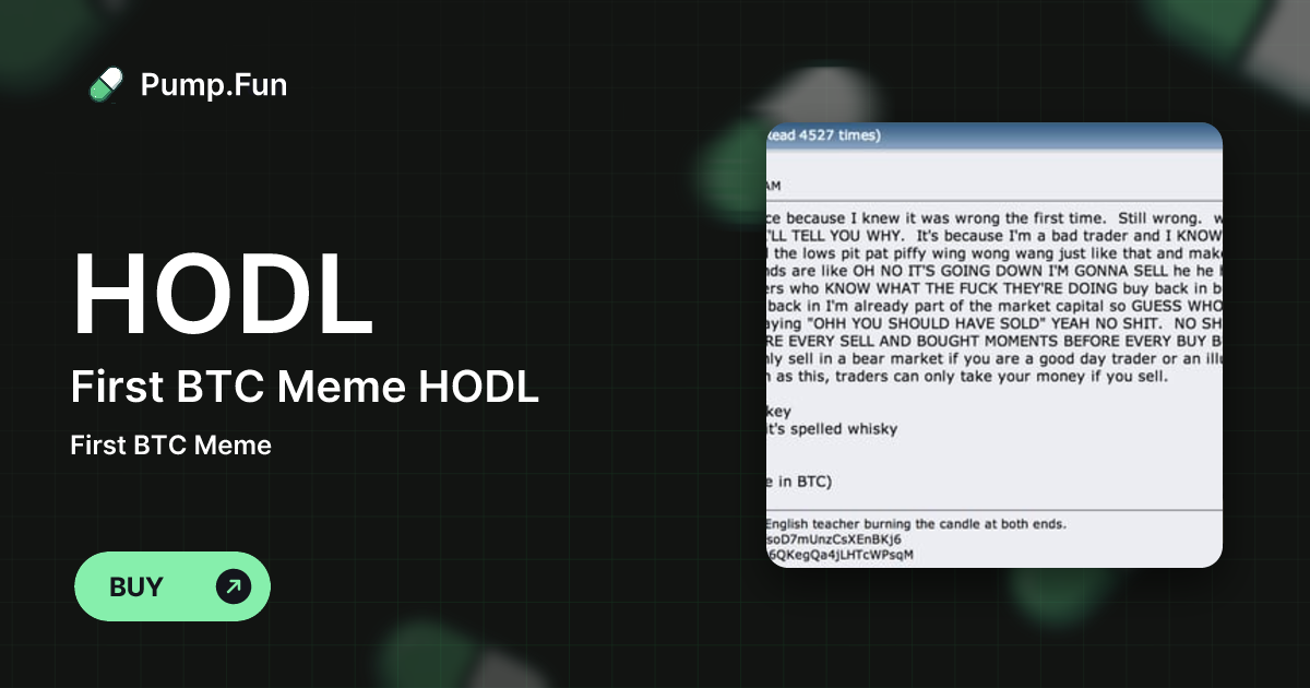 First BTC Meme HODL (HODL) - Pump
