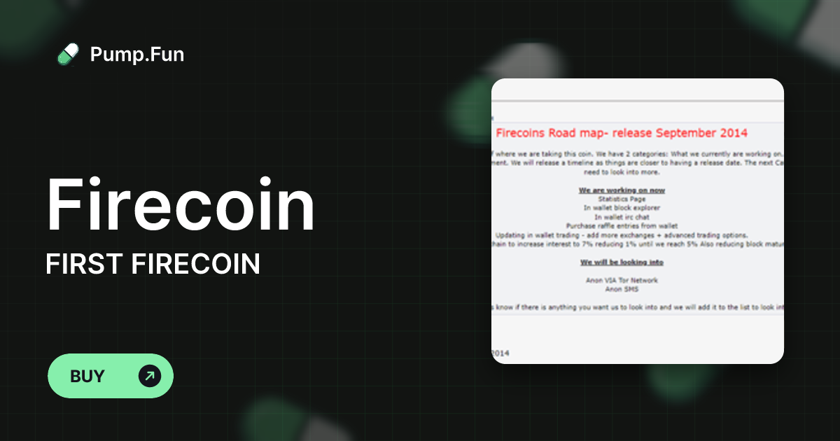 FIRST FIRECOIN (Firecoin) - Pump
