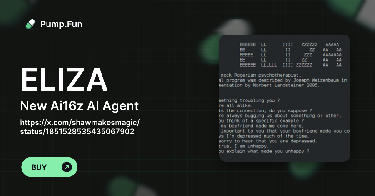 New Ai16z AI Agent (ELIZA) - Pump