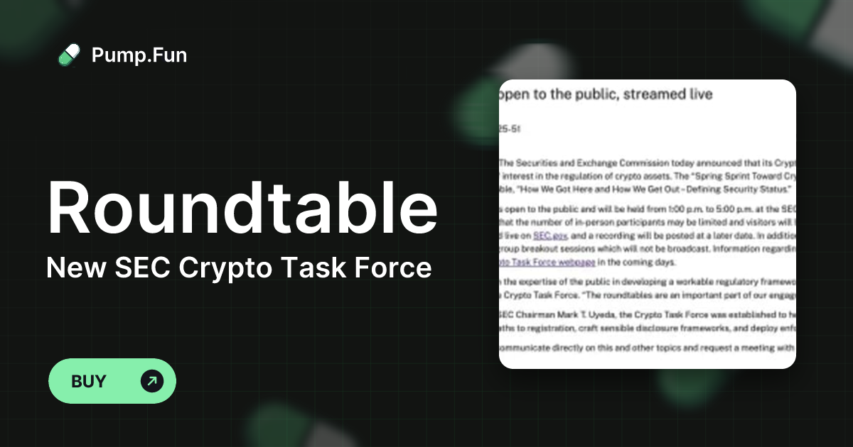 New SEC Crypto Task Force (Roundtable) - Pump