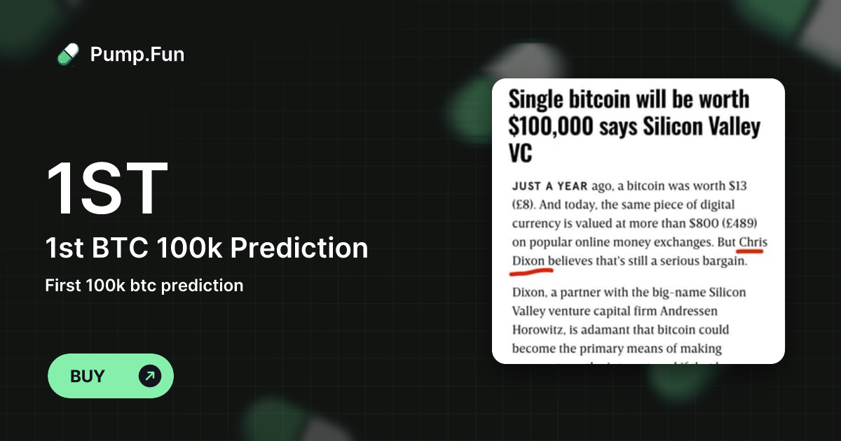 1st BTC 100k Prediction (1ST) - Pump