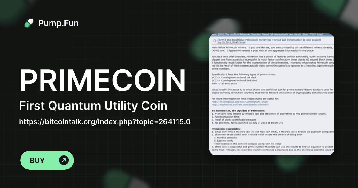 First Quantum Utility Coin (PRIMECOIN) - Pump