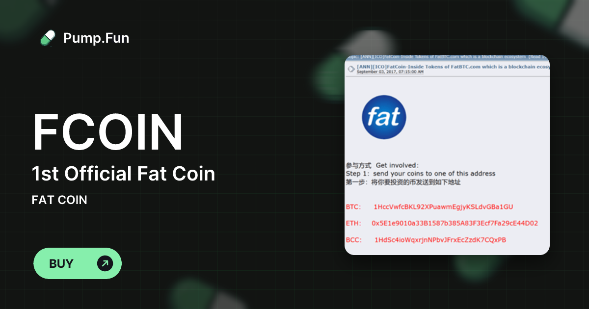 1st Official Fat Coin (FCOIN) - Pump
