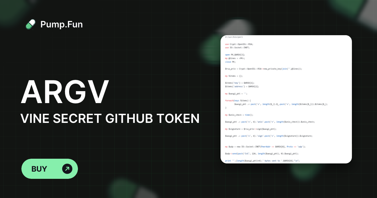 VINE SECRET GITHUB TOKEN (ARGV) - Pump