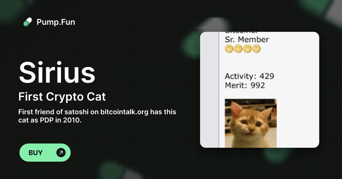 First Crypto Cat (Sirius) - Pump
