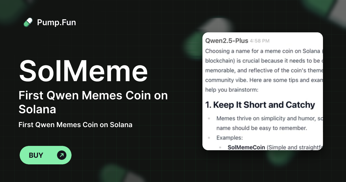 First Qwen Memes Coin on Solana (SolMeme) - Pump