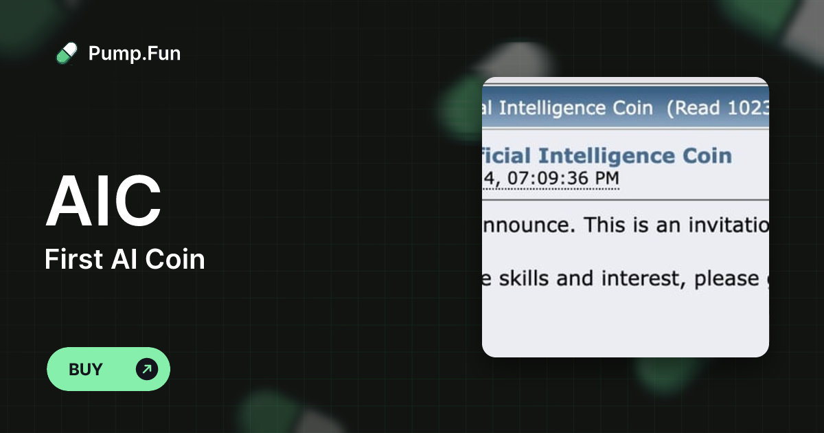 First AI Coin (AIC) - Pump