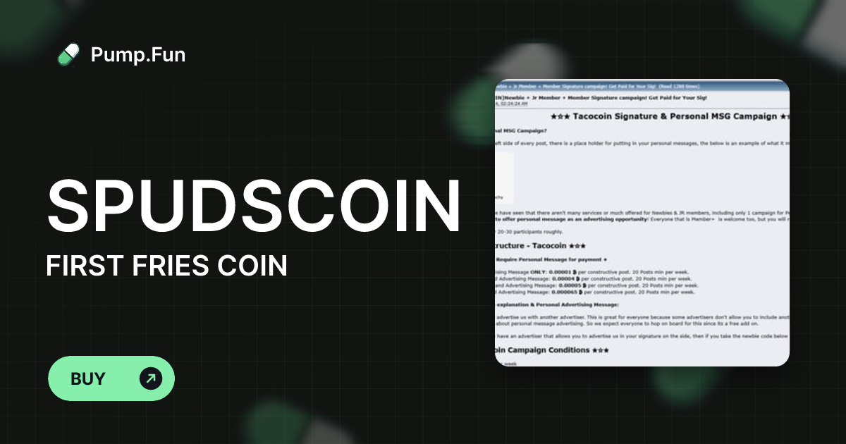 FIRST FRIES COIN (SPUDSCOIN) - Pump