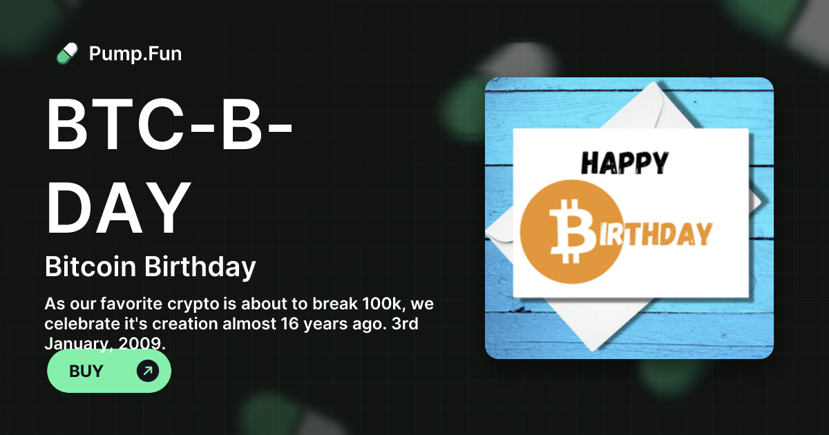 Bitcoin Birthday (BTC-B-DAY) - Pump
