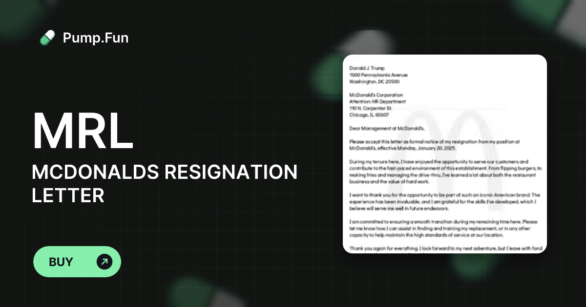 MCDONALDS RESIGNATION LETTER (MRL) - Pump