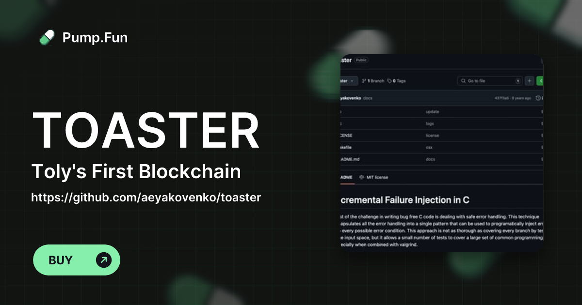 Toly's First Blockchain (TOASTER) - Pump