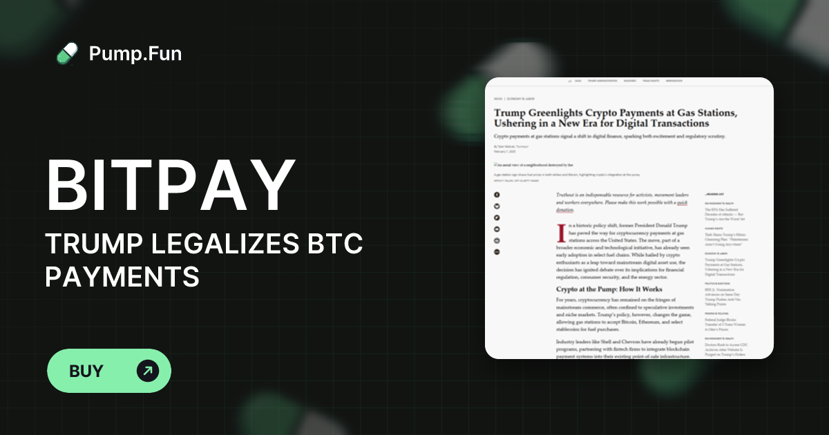 TRUMP LEGALIZES BTC PAYMENTS (BITPAY) - Pump