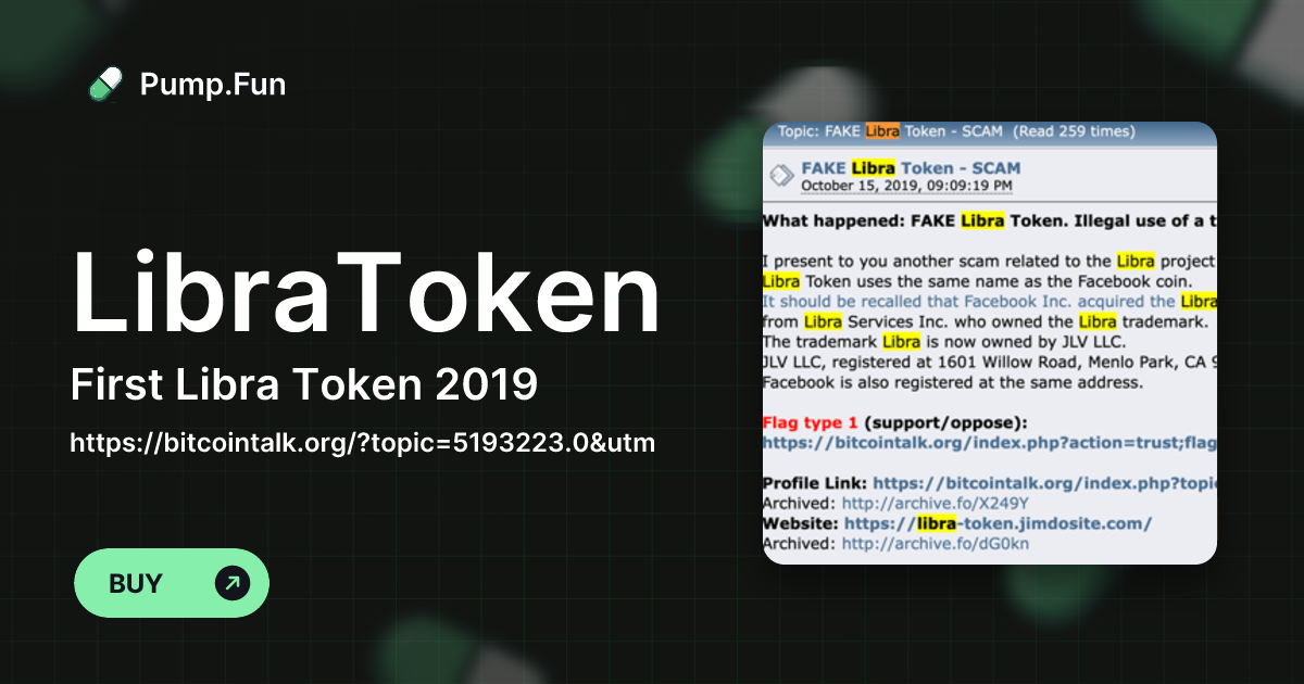 First Libra Token 2019 (LibraToken) - Pump
