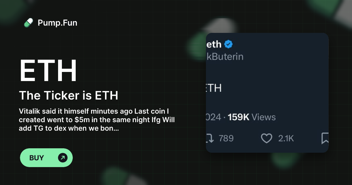 The Ticker is ETH (ETH) - Pump