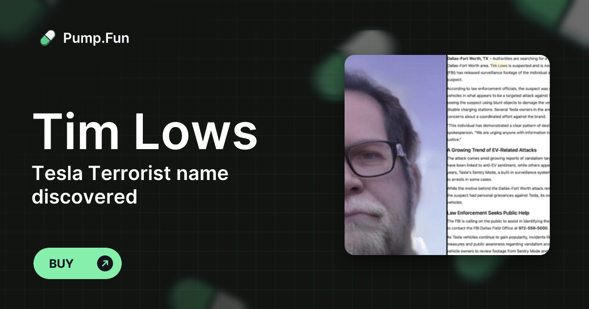 Tesla Terrorist name discovered (Tim Lows) - Pump